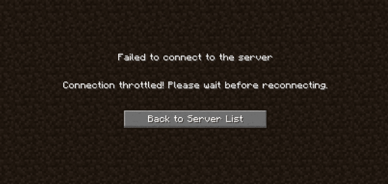 Ошибка Connection throttled! в Minecraft: как исправить и что делать